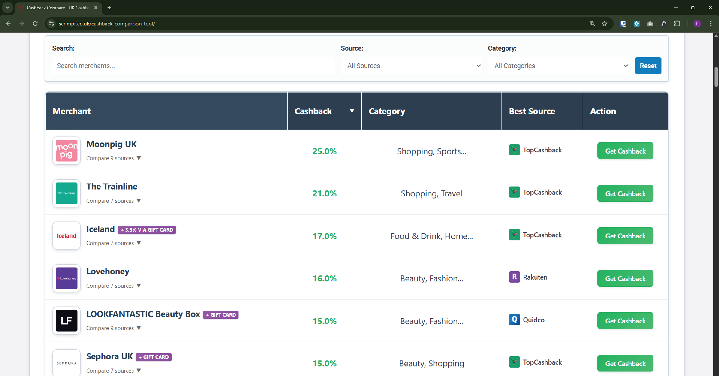 Cashback Compare | UK Cashback Comparison Tool – Find the Best Cashback ...