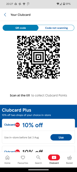 Tesco Clubcard Barcode Screenshot + QR Code (Clubcard Plus) | Take A ...